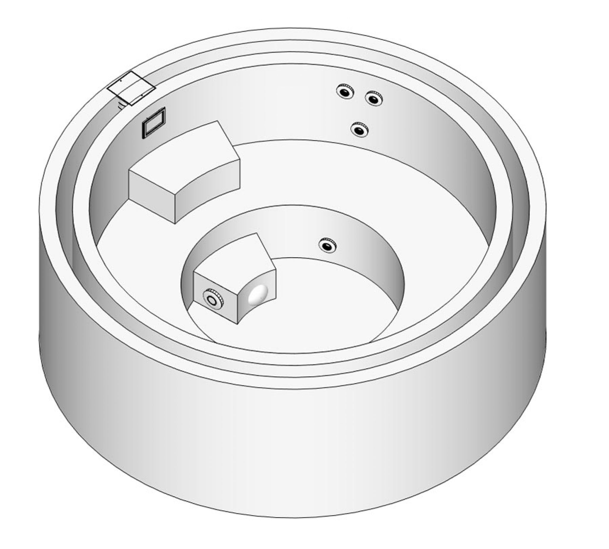 2.74m Internal Diameter Cylindrical Hot Tub, 16 Jets, Dimensional Only ... 2.74m Internal Diameter Cylindrical Hot Tub, 16 Jets, Dimensional Only ...